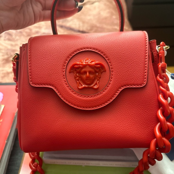 Versace | Bags | Versace La Medusa Top Handle Bag Leather Small Red ...